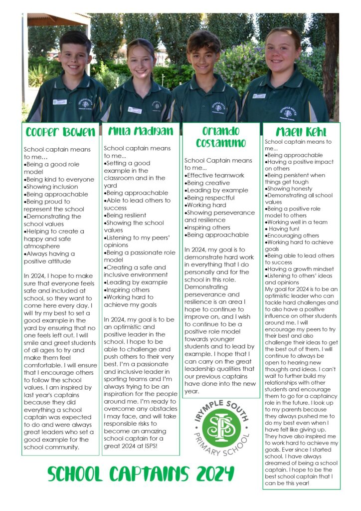 School & House Captains - Irymple South Primary School